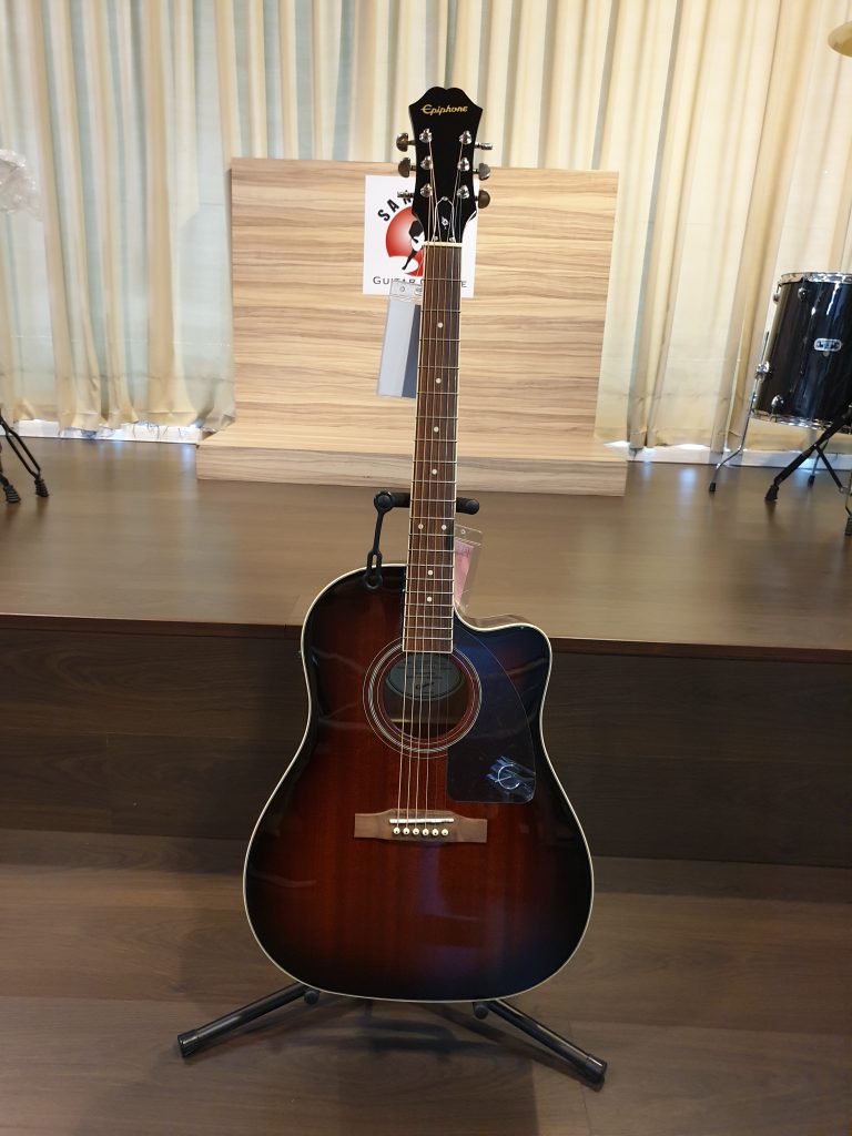 EPIPHONE AJ-220SCE ACOUSTIC/ELECTRIC GUITAR, MAHOGANY BURST - Sandman Guitar Centre